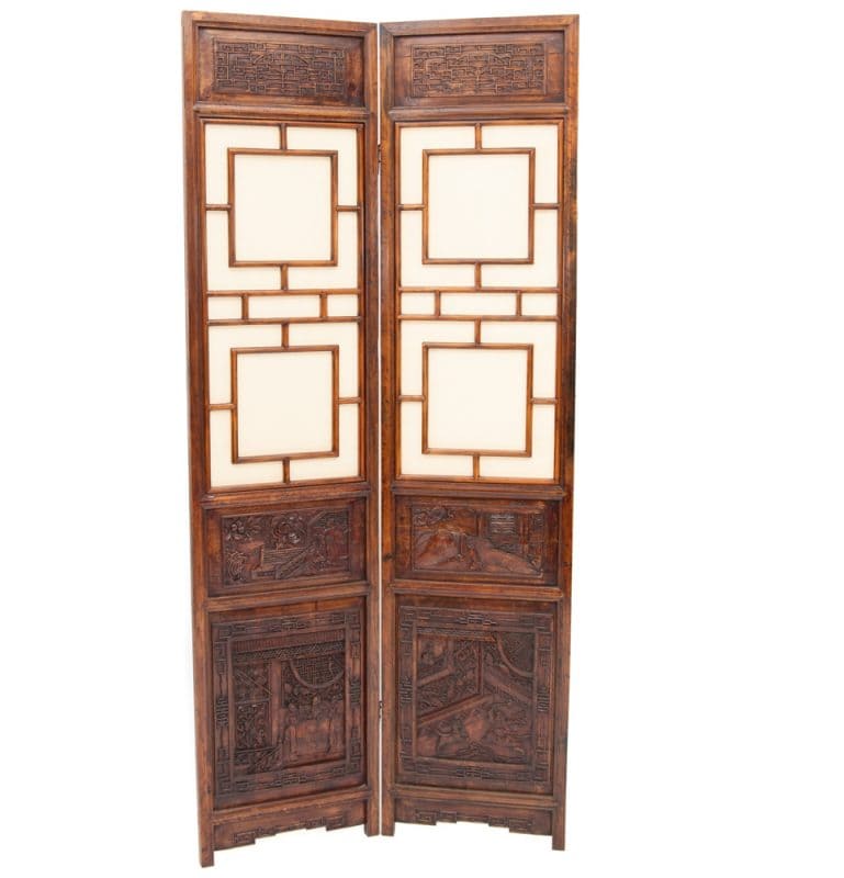 Two panel relief carved screen - Humble House gallery
