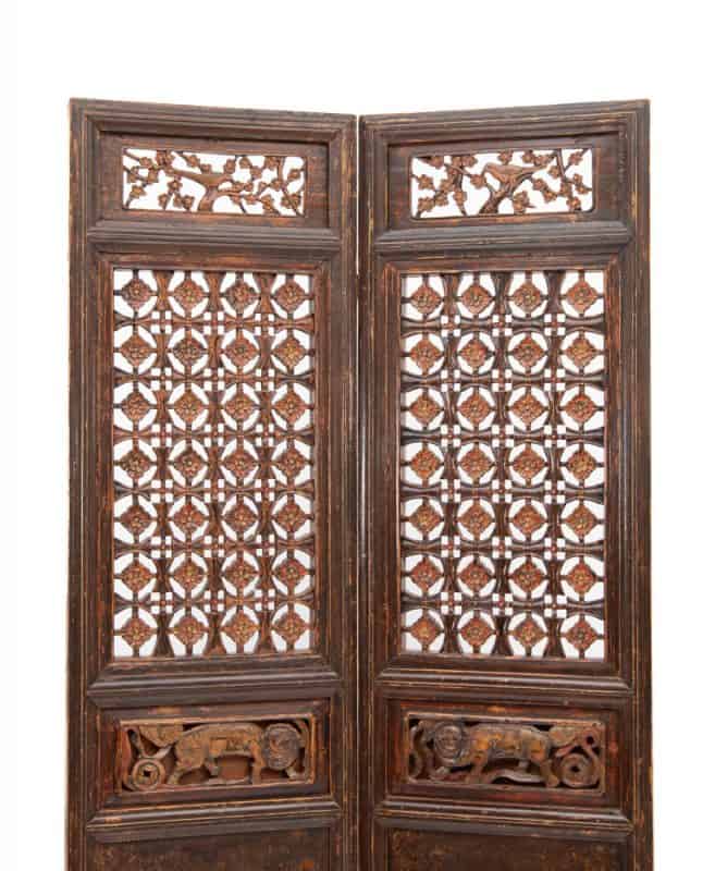 Two panel screen with open carved medallions - Humble House gallery